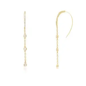 THE LOVERY FINE JEWELRY Diamond Station Chain Dangle Earrings - Yellow Gold