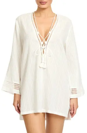 Robin Piccone Marina Lace-up Cover-up Tunic - White