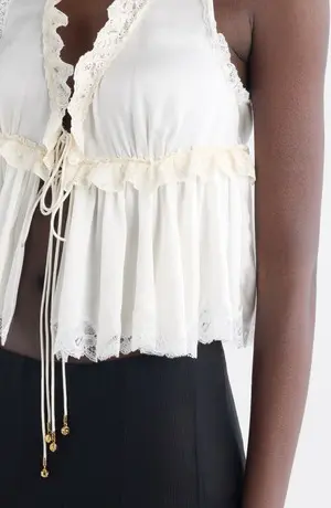 Chloé Lace Trim Tie-front Silk Top
