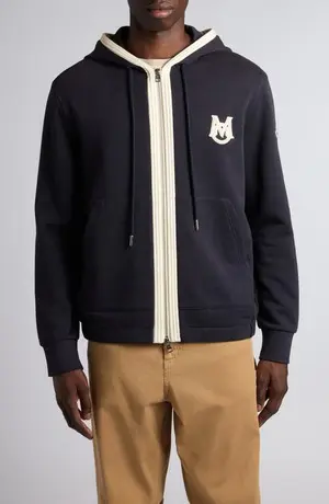 Moncler Cotton Zip-up Hoodie - Black