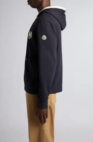 Moncler Cotton Zip-up Hoodie - Black