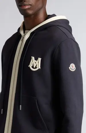 Moncler Cotton Zip-up Hoodie - Black