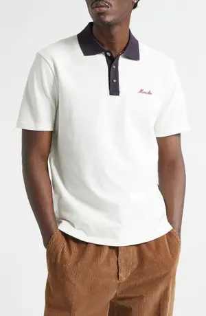 Moncler Logo Patch Cotton Piqué Polo - Silk White