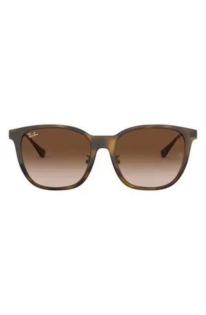 Ray-ban 55mm Gradient Square Sunglasses - Light Havana /brown Gradient