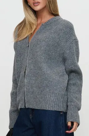 Princess Polly Lexene Zip Cardigan - Grey