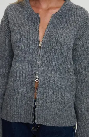 Princess Polly Lexene Zip Cardigan - Grey
