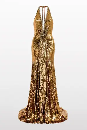 Bronze Sequin Maxi Dresses