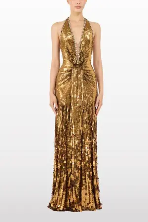 Jenny Packham Lisette Sequin-embellished Maxi Dress - Bronze