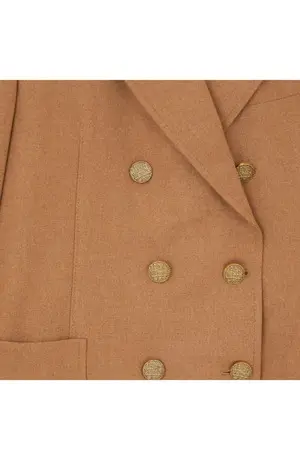FORTELA Bobbie Classic Double-breasted Flannel Jacket - Camel