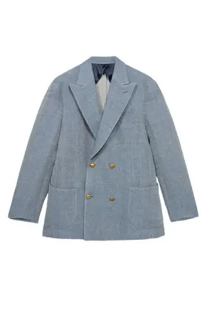 FORTELA David Double-breasted Linen Blend Jacket - Sky
