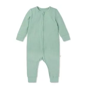 MORI Ribbed Two-way Zip-up Sleepsuit - Mint