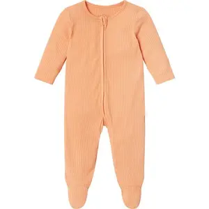 MORI Ribbed Two-way Zip-up Sleepsuit - Orange