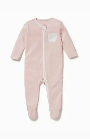 MORI Two-Way Zip-Up Sleepsuit Blush Stripe