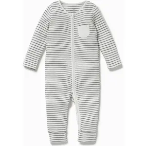 MORI Zip-up Romper - Grey Stripe