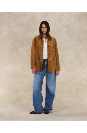 FORTELA Montana Work Suede Leather Jacket - Camel