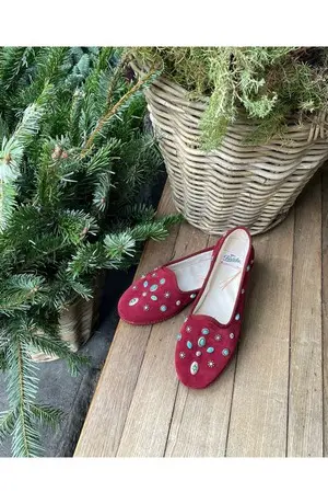 FORTELA Friulane Suede Slippers - Cherry