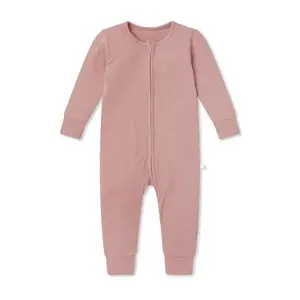 MORI Ribbed Two-way Zip-up Sleepsuit - Rose