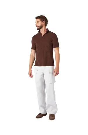 FORTELA Sullivan Terry Cloth Jersey Polo - Brown