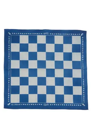 FORTELA Printed "damier" Cotton Bandana - Indaco