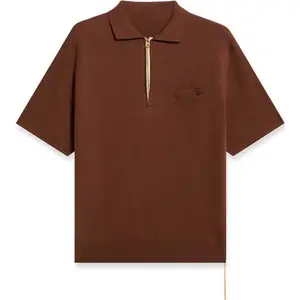 FORTELA Laight 3/4 Zip Short Sleeve Polo Brown
