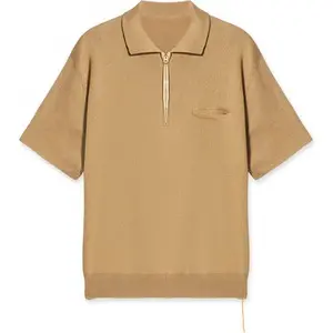 FORTELA Laight 3/4 Zip Short Sleeve Polo - Camel