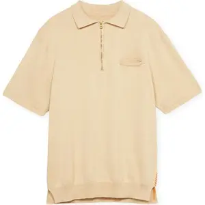 FORTELA Laight 3/4 Zip Short Sleeve Polo - Ecru