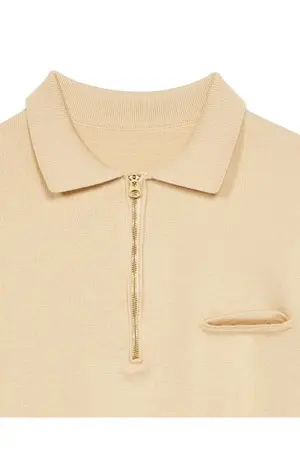 FORTELA Laight 3/4 Zip Short Sleeve Polo - Ecru