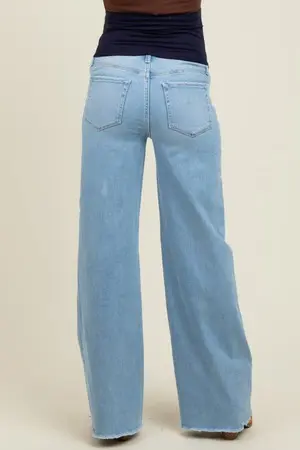 PINKBLUSH Raw Hem Wide Leg Maternity Jeans