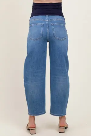 PINKBLUSH Classic Wash Barrel Leg Maternity Jeans - Blue