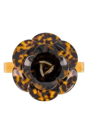 Alexandre De Paris Acetate Camelia Flower Barrette - Tortoise