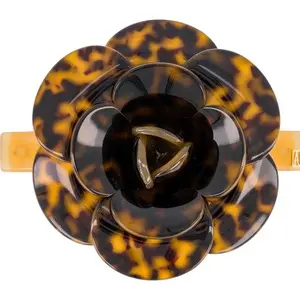 Alexandre De Paris Acetate Camelia Flower Barrette - Tortoiseshell