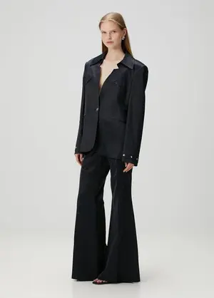 PCFG Shiny Woven Flare Pants - Black