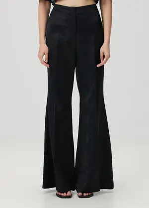 PCFG Shiny Woven Flare Pants - Black