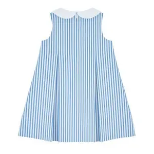 FLORENCE EISEMAN Striped Seersucker Dress With Appliqués