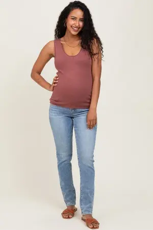 PINKBLUSH Vintage Wash Maternity Skinny Jeans - Light Blue