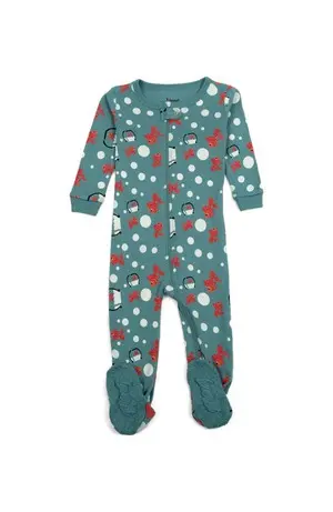 LEVERET Footed Cotton Pajamas - Fish Tank