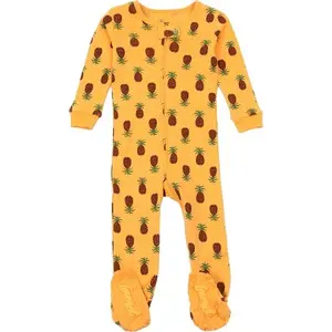 LEVERET Footed Cotton Pajamas - Pineapple
