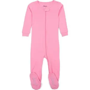 LEVERET Footed Cotton Pajamas - Light Pink