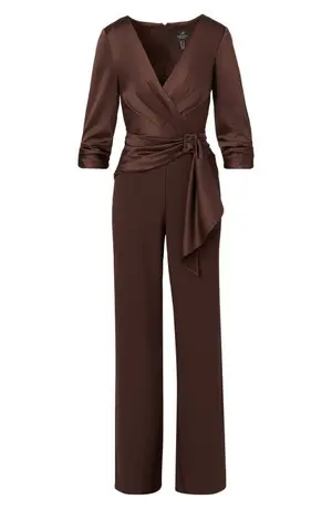 Adrianna Papell Belted Satin Jumpsuit