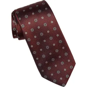 ELIZABETTA Silk Jacquard Neck Tie - Burgundy