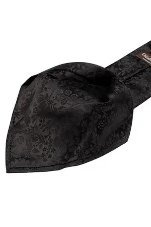 ELIZABETTA Floral Jacquard Standard Neck Tie - Black