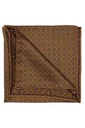 ELIZABETTA Lariodouble Sided Silk Pocket Square For Men Brown