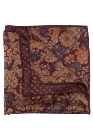 ELIZABETTA Vicodouble Sided Silk Pocket Square For - Bordeaux