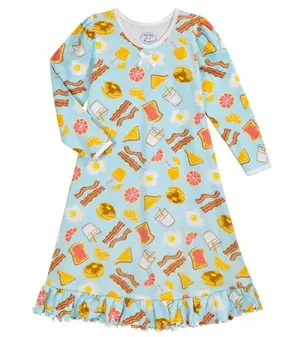 SARA’S PRINTS Long Sleeve Classic Nightgown - Breakfast