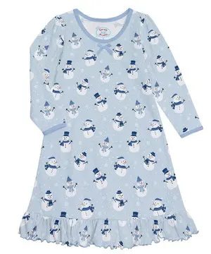 SARA’S PRINTS Long Sleeve Classic Nightgown - Gentle Snowman