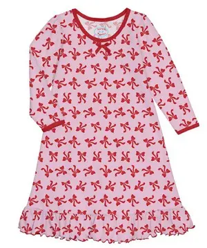 SARA’S PRINTS Long Sleeve Classic Nightgown - Red Bows