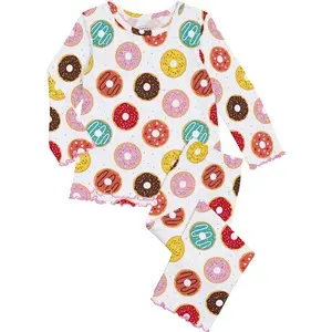 SARA’S PRINTS Loose Fit Ruffle Pj Set - Donut Party