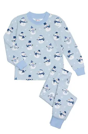 SARA’S PRINTS Loose Fit Classic Pajama 2-piece Set - Gentle Snowman