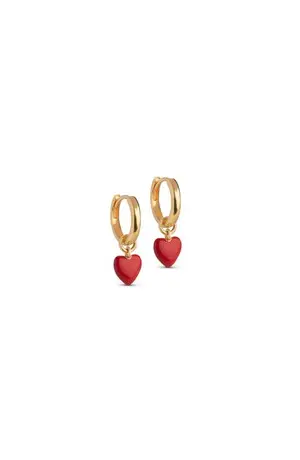 ENAMEL COPENHAGEN Amore Heart Pendant Hoop Earrings - Red