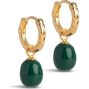 ENAMEL COPENHAGEN Significant Enamel Hoop Earrings Petrol Green